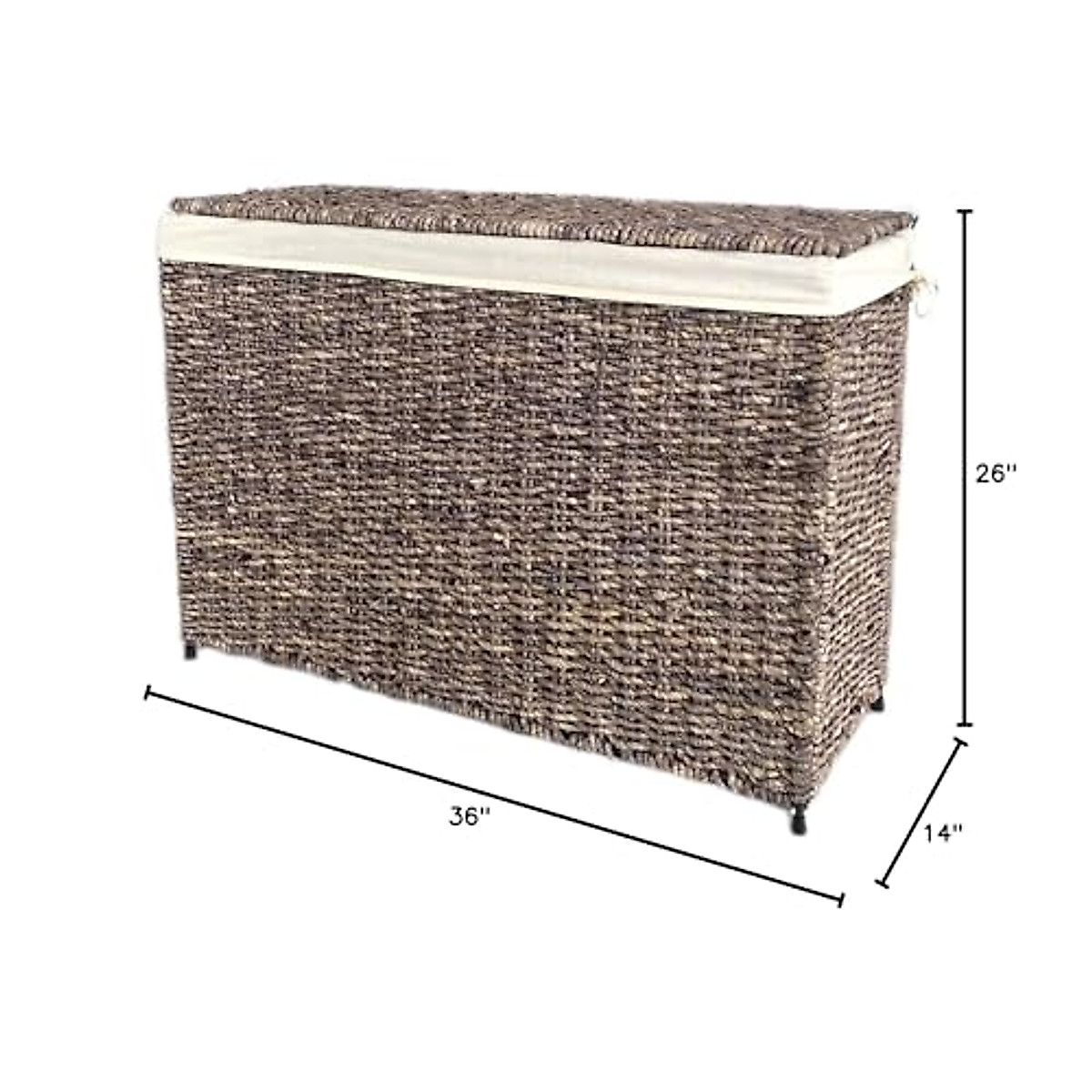 America Basket Woven Maize 3-Section Lined Hamper