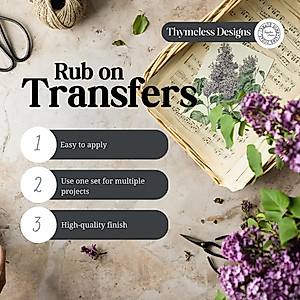 Rub on Transfers for Crafts and Furniture | 3 Design Sheets 6”x 12” | Home Decor Transfers | Furniture and Craft Decals | by Thymeless Designs (French Market Peonies)