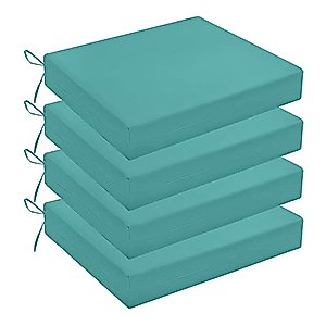 Wellsin Outdoor Chair Cushions for Patio Furniture - Patio Chair Cushions Set of 4 - Waterproof Square Corner Outdoor Seat Cushions 18.5"X16"X3", Teal