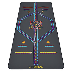 Liforme Kids Playful Yoga Mat - Free Yoga Bag, Patented Alignment System, Warrior-like Grip, Non-slip, Eco-friendly, sweat-resistant, long, wide, 4.2mm thick mat for comfort