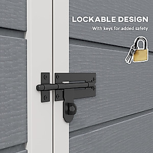 Outsunny Outdoor Storage Shed, 6' x 4.5' Garden Shed with Double Lockable Doors, Vent and Window, Plastic Utility Tool Shed for Backyard, Patio, Garage, Lawn, Gray