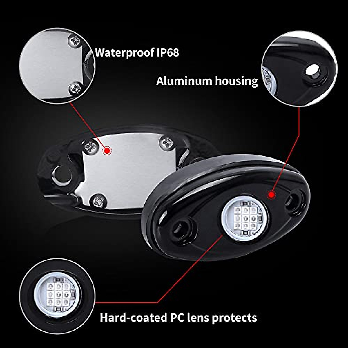 Calightskit 6 Pods LED Rock Lights Green for Jeep Off Road Truck Car ATV SUV Boat Under Body Glow Accent Lighting lamp Waterproof underglow LED Neon Underbody Fender Light Kits Lamp