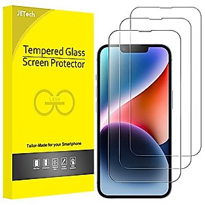 JETech Full Coverage Screen Protector for iPhone 14 6.1-Inch (NOT FOR iPhone 14 Plus 6.7-Inch), 9H Tempered Glass Film Case-Friendly, HD Clear, 3-Pack