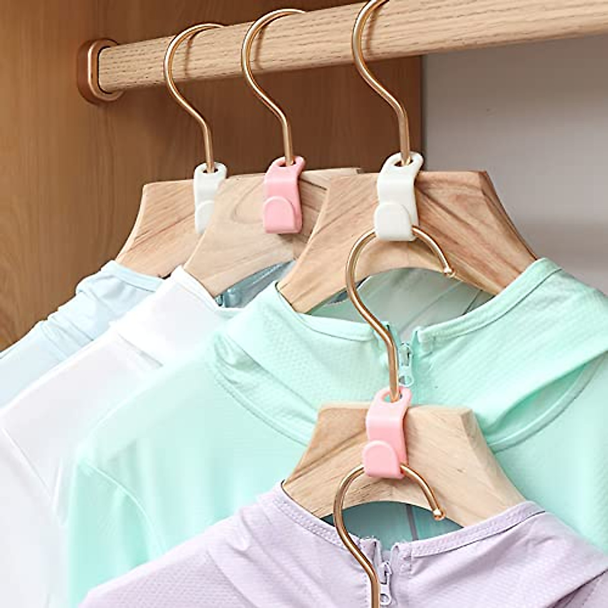 120pcs 4 Color Hanger Hook, Clothes Hanger Connector Hooks, Cascading Hangers, Space Saving for Velvet Closet,Organizer Savers Saver