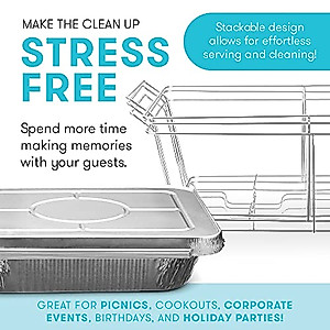 Disposable Chafing Dish Buffet Set - 39 Piece Food Warmers for Parties Buffet Servers, Wire Racks Aluminum Pans With Lids Serving Spoons Forks Tongs Gel Cans, Warming Trays for Food, Catering Supplies