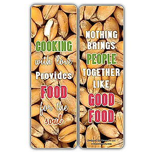 Creanoso Inspiring Sayings Food Lovers Series 2 Bookmarks (12-Pack) – Premium Gift Set – Awesome Bookmarks for Chefs, Cooks, Adult Men & Women – Six Bulk Assorted Bookmarks Designs