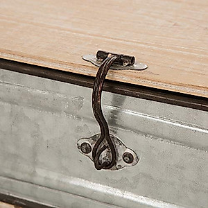 glitzhome Set/2 Farmhouse Metal Storage Nesting Boxes with Wooden Lids Galvanized Storage Chests Small and Large