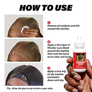 Wonder Lace Bond Wig Adhesive: Extreme Hold Invisible Bonding Glue for Secure, Natural-Looking Poly and Lace Wigs | 1.18oz Waterproof, Latex-Free