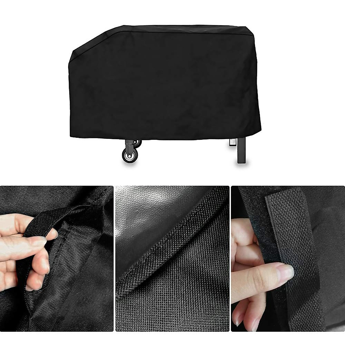 Outspark 28 Inch Griddle Cover-BBQ Accessories for Blackstone 28" Outdoor Flat Top Gas Griddle Grill and Other Similar 28in Griddle Cooking Station,Black,600D Water Proof Canvas,with Support Pole