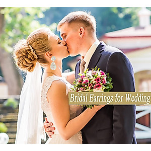 Met-edianger Met-edianger AB Rhinestone Statement Earrings White Teardrop Costume Earrings Iridescent Crystal Chandelier Drop Dangle Earrings for Women Wedding Bridal