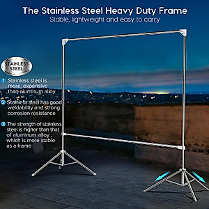 Projector Screen and Stand, 120-inch CENTURY-STAR Outdoor Movie Screen Wrinkle-Free Nylon 16:9 Outdoor Projector Screen, Portable Video Projection Screen with Carrying Bag for Home Theater Backyard