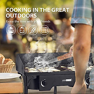 VIVOHOME Double Burner Stove 150,000 BTU/hr, Heavy Duty Outdoor Dual Propane with Windscreen and Detachable Legs Stand for Camping Cookout