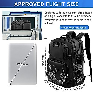 NEHOR Travel Backpack for Men Women,40L Carry on Backpack Flight Approved,17 In Laptop Backpack with USB Charging Port,Black