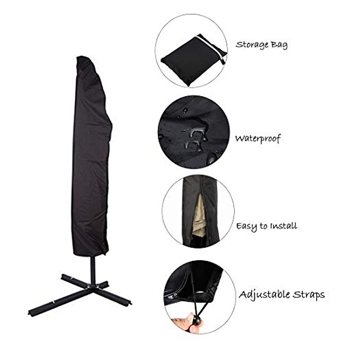 FLR Umbrella Cover with Zipper Outdoor Waterproof Dustpoof Lightweight Patio Umbrella Parasol Covers Offset Umbrella for 7-11ft Outdoor Garden Beach Umbrellas-Easy to Use