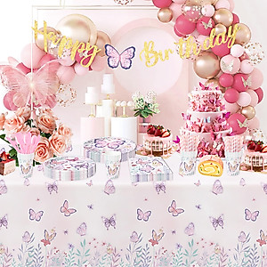 Suhelkit Butterfly Party Decorations Tableware - Butterfly Birthday Party Supplies, Paper Plate, Cup, Napkin, Tablecloth, Disposable Cutlery, Butterfly Baby Shower Decorations For Girl | Serve 24