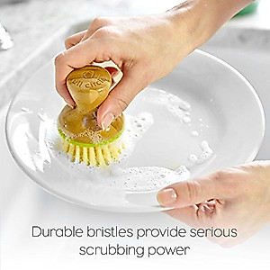 Full Circle Bubble Up Ergonomic Bamboo Handle, Dish Brush, Green