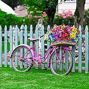 12 Bundles Artificial Fake Flowers for Outdoor Decoration,UV Resistant Faux Plastic Fabric Greenery Shrubs Plants Fake Flowers Hanging Planter Kitchen Home Wedding Office Garden Decor