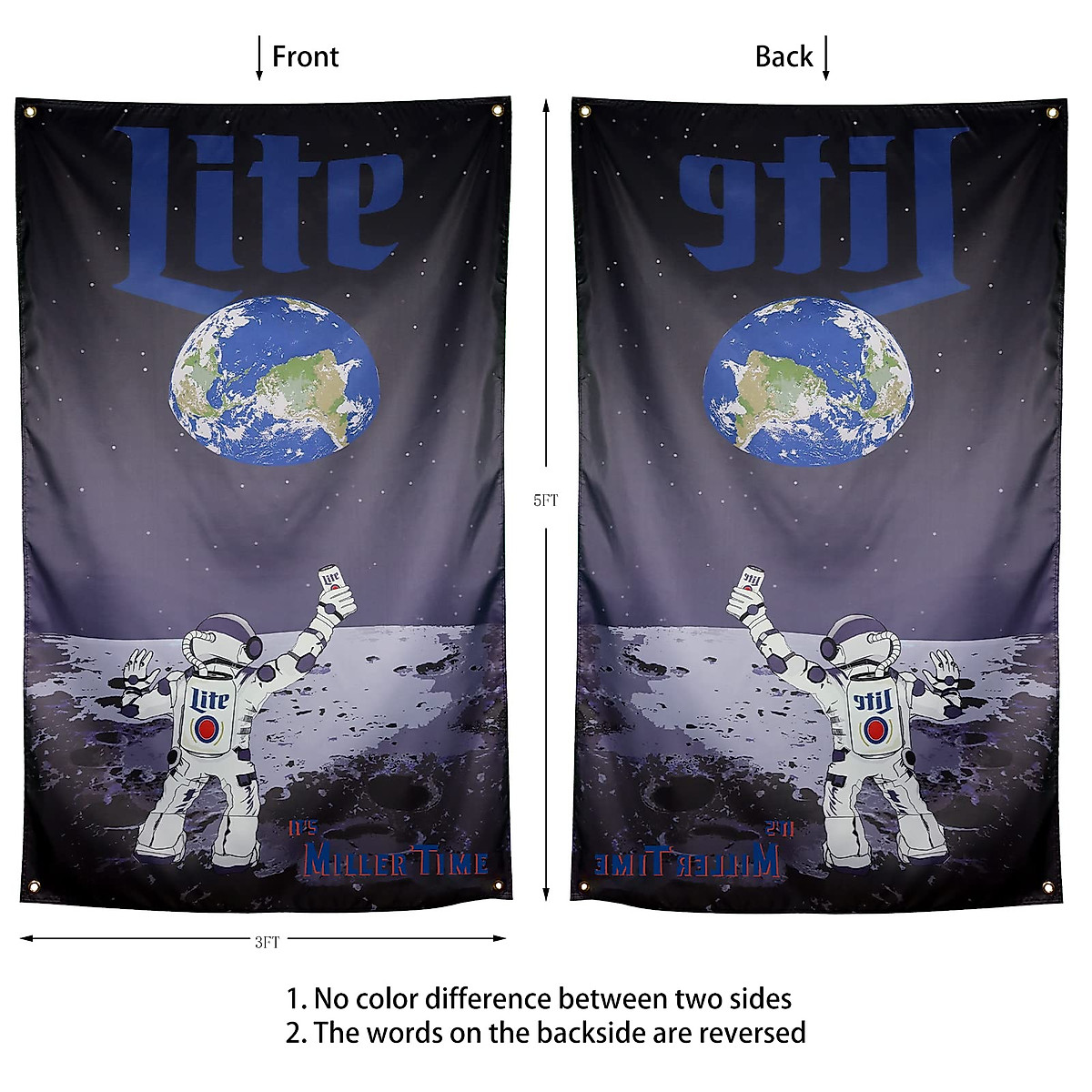 ZKflager Miller Flag Astronaut Meme Flag Funny Cool Flags Banner 3x5 Ft for Man Cave Frat Room Guys College Dorm Bedroom Wall