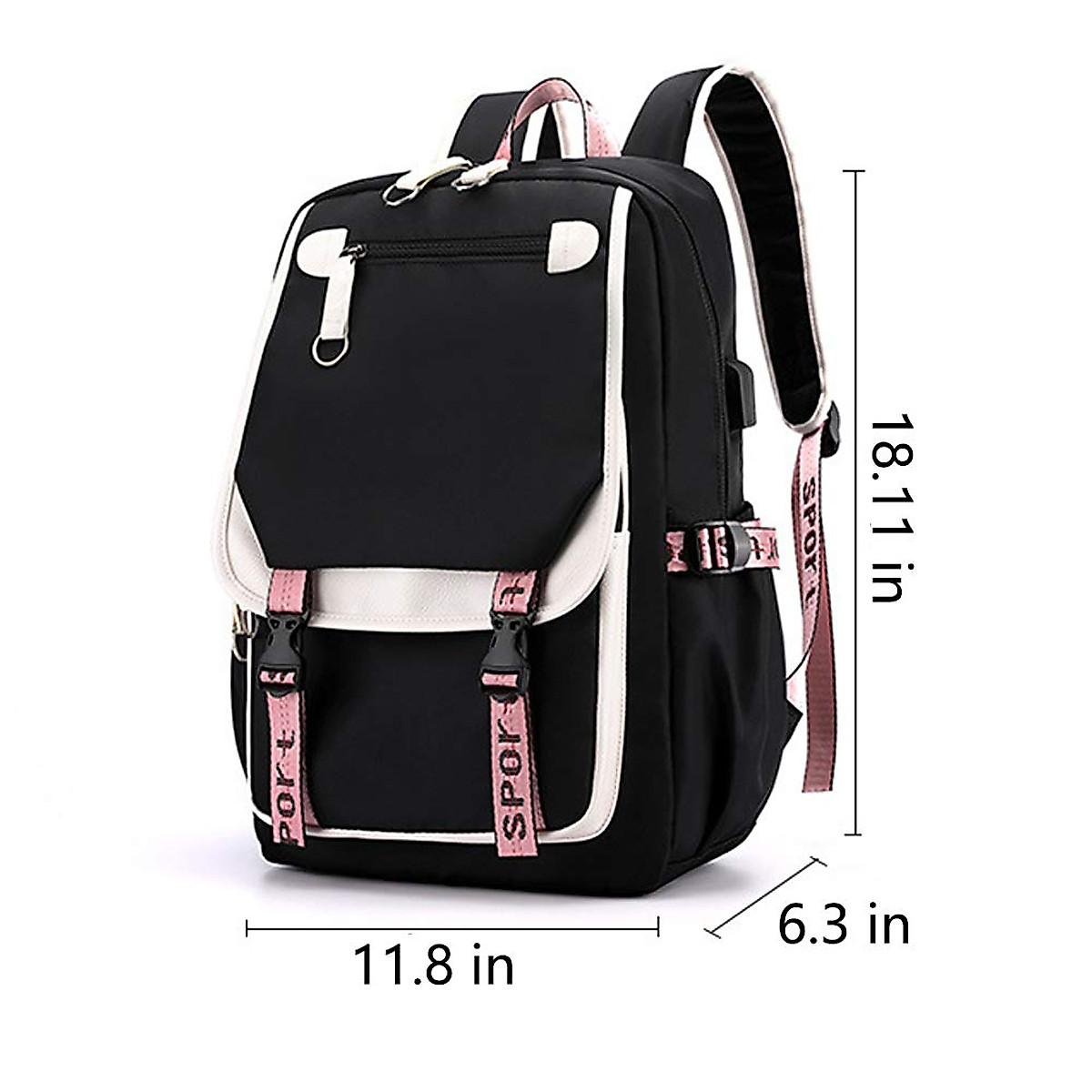 WZCSLM 15.6 Inch Stylish Computer Backpack Teens Bag College School Casual Daypack With USB Port Business (pink)