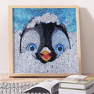 EEZYCHOIC 5D Diamond Painting Kits for Kids Full Drill Painting by Number Kits DIY Mosaic Making Arts Crafts Supplies for Children's Gifts (Penguin)