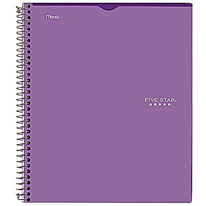 Five Star Interactive Notetaking, 1 Subject, College Ruled Spiral Notebook, 100 Sheets, 11" x 8-1/2", Customizable, Purple (06374AB6)