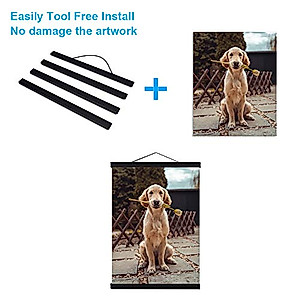 16x24 Magnetic Poster Frame Black, 16x20 Lightweight Wooden Picture Frame Hanger with Strong Magnet for Hanging Poster, Map, Photos, Paper Print, Oil Painting and Canvas Print Artwork, Easy to Install