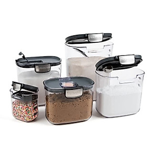 ProKeeper+ 9 Piece Clear Plastic Airtight Food Flour and Sugar Baker's Kitchen Storage Organization Container Canister Set with Magnetic Accessories