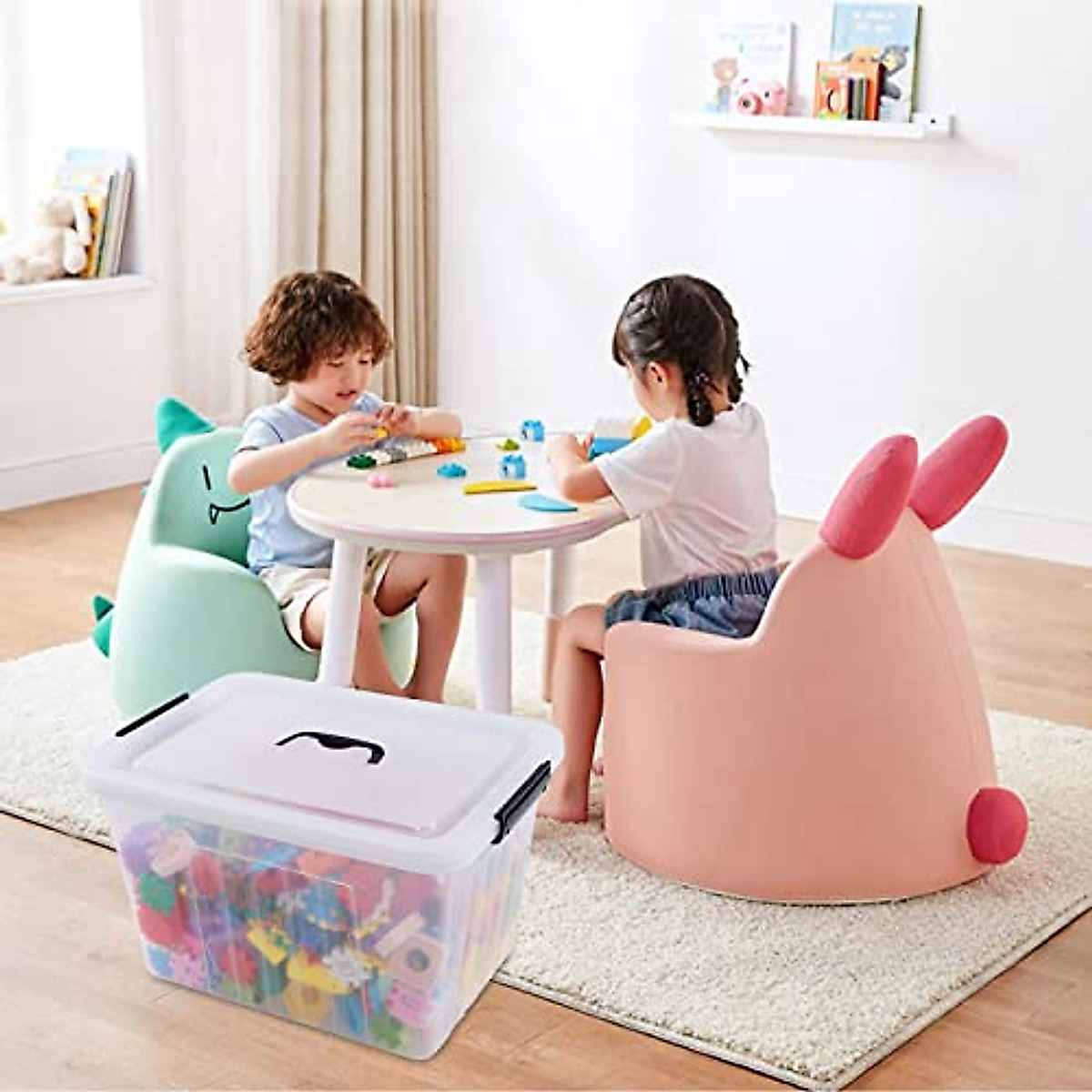 Xyskin 4-Pack 20 L Large Storage Box, Plastic Storage Bins with Lids, Clear