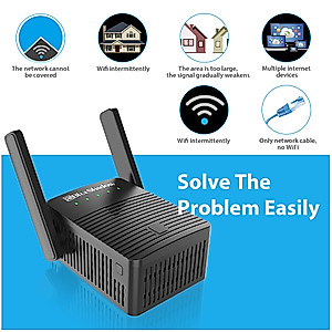 2022 New WiFi Extender Coverage up to 1000 Sq. Ft and 20 Devices with AC 1200 Dual Band WiFi Repeater Range Extender 2 high Gain Antenna (Up to 1200Mbps Speed) with Led Indication & Wall Plug