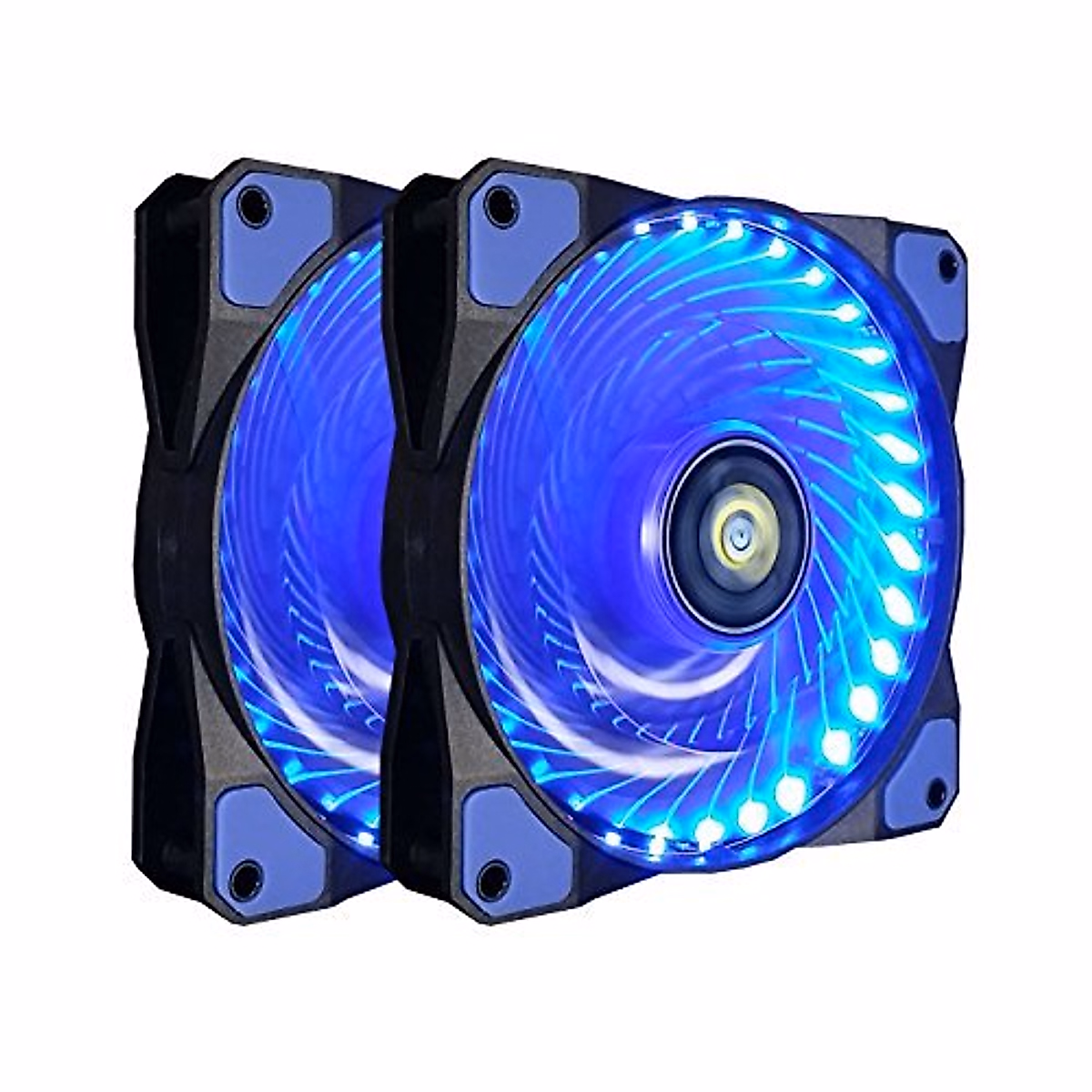 Conisy Silent Series 120mm Case Fan for Computer Case, LED PC Case Fan with 4pin Molex & 3pin Motherboard Connector - Blue (2 Pack)