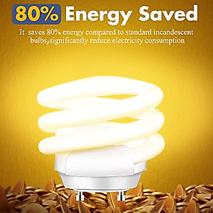 Rossesay 2 Pack 18 Watt Spiral GU24 CFL Light Bulbs, 2700k Soft White 2 Prong Twist and Lock Base Light Bulb, 1000 Lumen Compact Fluorescent Bulbs