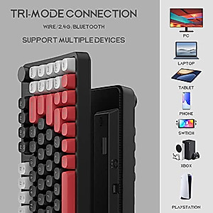 OCG Wireless Mechanical Keyboard, 2.4G/USB-C/Bluetooth Gaming Keyboards 86 Keys Hot Swappable NKRO Keyboard with RGB Backlit for Windows & Mac, UV Finished Keycaps,Multi-Function Knob