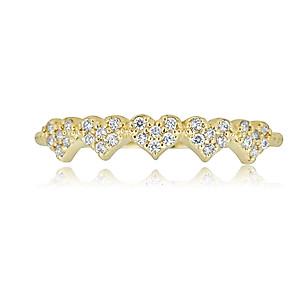 AVORA 10K Yellow Gold Simulated Diamond CZ Heart Fashion Ring - Size 7