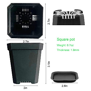 Cashger 10 Pack Plant Nursery Pots Sets 3" Thicken Soft Plastic Gardening Pot Little Planting Pots Seedling Cups with 10 PCS Labels, Humidity Lids and Trays