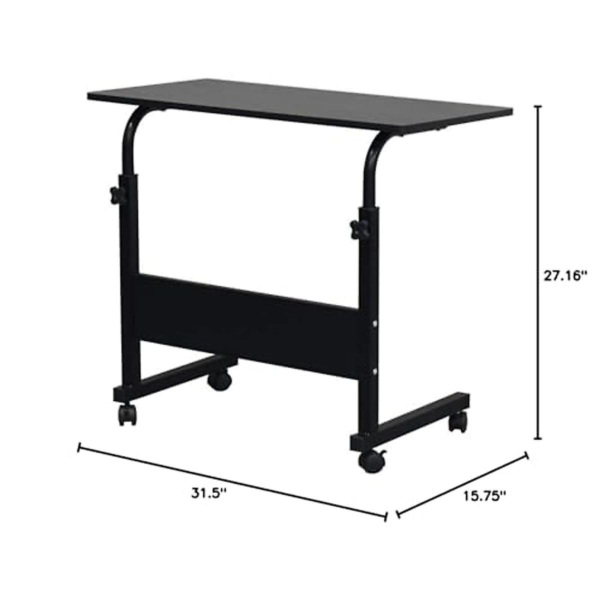 C Table with Wheels for Couch Bed Recliner, Side Table for Couch, Sofa Side Table Desk with Wheels, Tray Table Portable Side Table for Bed, Table Laptop Cart, Height Adjustable Coffee Snack Table