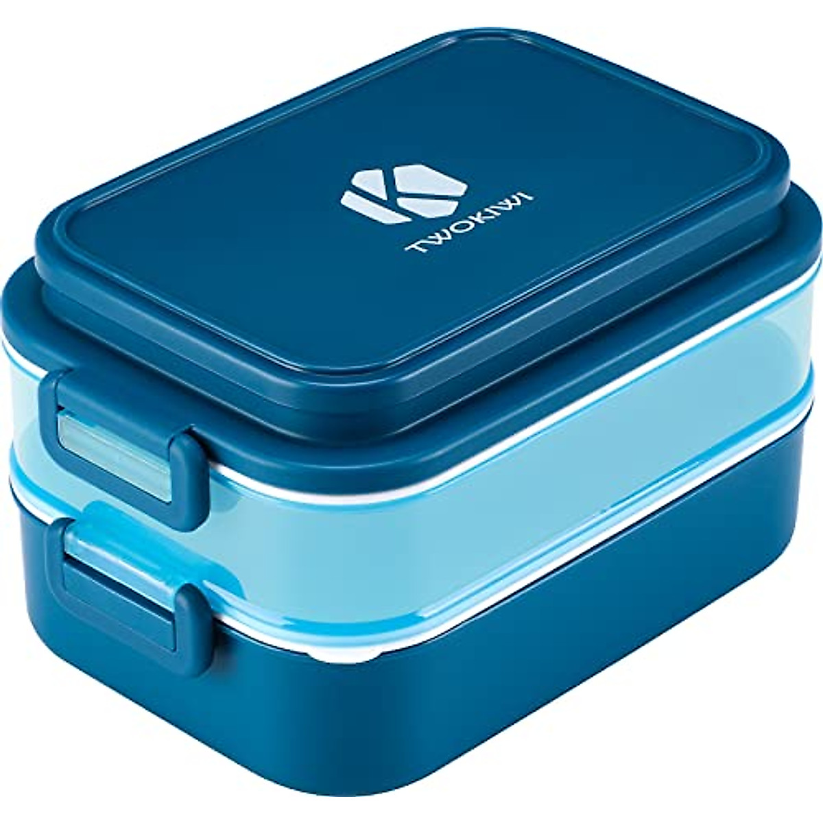 TWOKIWI Bento Box Adult Lunch Box – Lunch Containers for Adults – 7 Cup Bento Lunch Box with 3 Compartments & Fork, Microwave,Dishwasher & Freezer Safe (Ocean Blue)