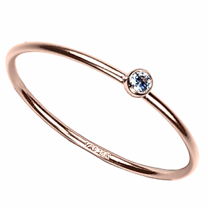 uGems 14K Rose Gold Filled 2mm White CZ Stacking Ring Size 8