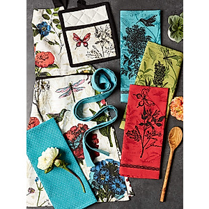 DII Botanical Print Tabletop Collection, Dishtowels, 18x28, Botanical Flowers 3 Piece