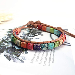 ZOSOJONA 7 Chakra Bracelet Bohemian Handmade Leather Wrap Healing Protection Natural Stone Yoga Beaded Bracelets Boho Friendship Jewelry