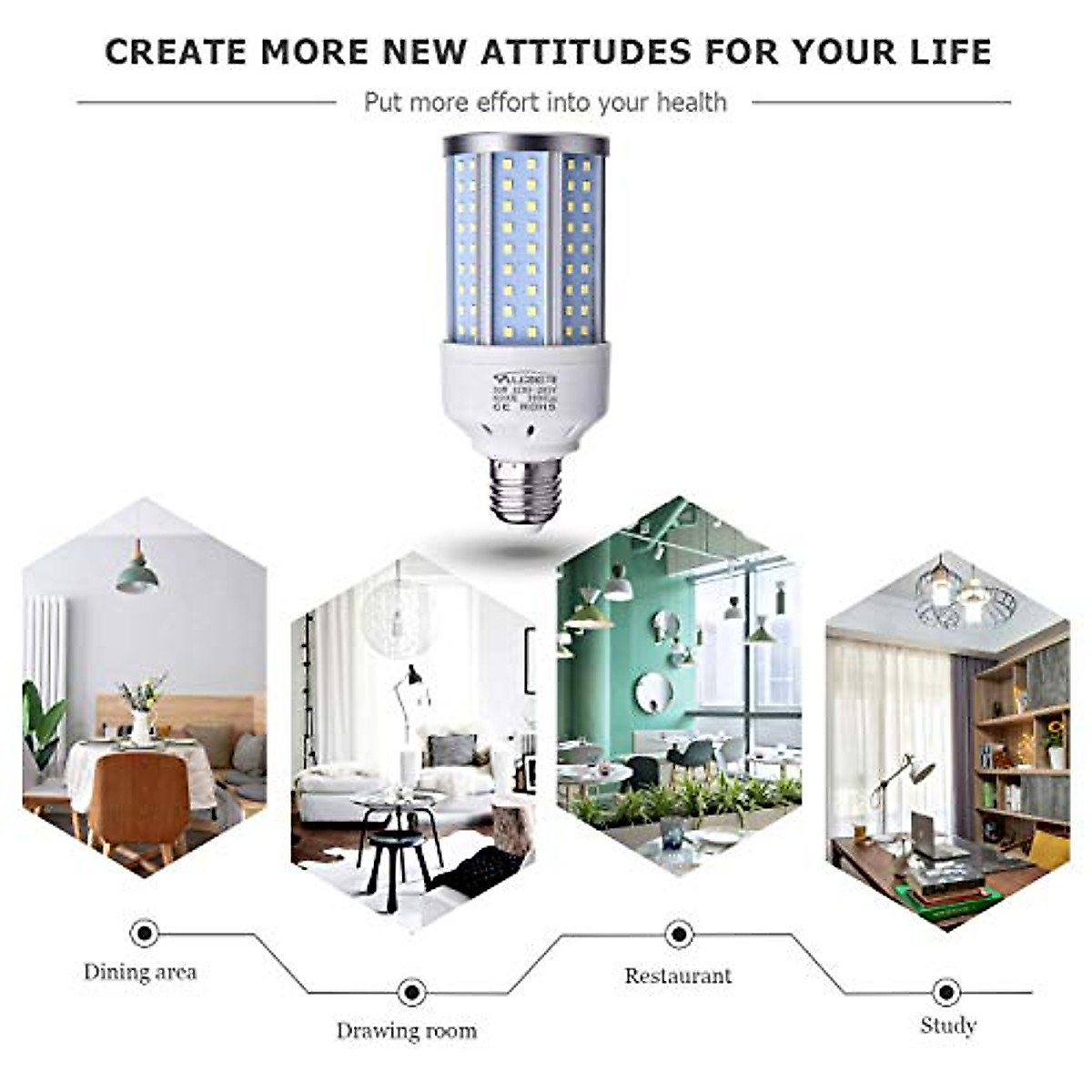 Auzer 30W (200W Equivalent), Daylight, E26 Standard Base, LED Corn Light Bulb | 2-Pack