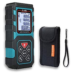 MAKINGTEC Laser Measure 328Ft M/in/Ft Laser Distance Meter,5 Measurement Modes, Pythagorean Mode,LCD Backlight Display, Volume, Area Measurement, Digital Laser Tape Measure D100 Color Blue