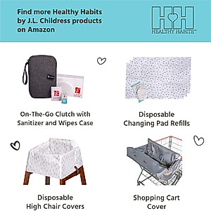 Healthy Habits by J.L. Childress Baby Changing Pad Bundle - Portable Padded Diaper Changing Pad with Pocket Plus 3 Disposable Changing Pads - Travel Changing Pads, Waterproof, Extra-Large - Grey