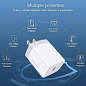 [2-Pack]USB C Wall Charger,20W Type C Charger Fast Charging Block USB C Power Adapter Wall Plug for Samsung Galaxy A14,A13,A03s,S23,S22Ultra,A53,S21,S21 FE;iPhone 14 Pro,13,12 Pro,Google Pixel 6,6 Pro