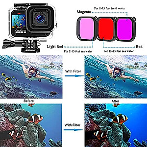 Husiway Accessories Kit for Gopro Hero 11 10 and 9 Black Battery Cover Door Waterproof Housing Silicone Case Glass Screen Protector Bundle for Go pro Hero11 Hero10 Hero9-63E
