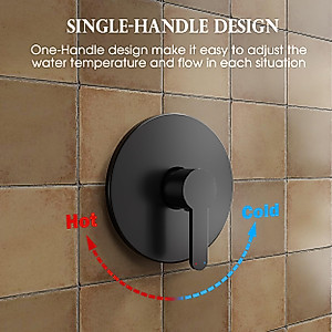 Holispa Shower Faucet, Black Shower Faucet Set with 8-Inch Rainfall Shower Head, Single-Handle Shower Trim Kit Included Shower Valve, Matte Black