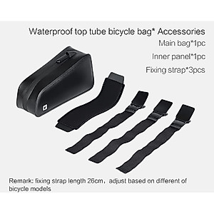 FUUBAMB00 1.2L Bike TopTube Bicycle Bag TPU Waterproof Hard Shell Bike Bag Stable Cycling Frame Bag BikePhone Bag Cycling Accessories,Black,23 * 7 * 10cm
