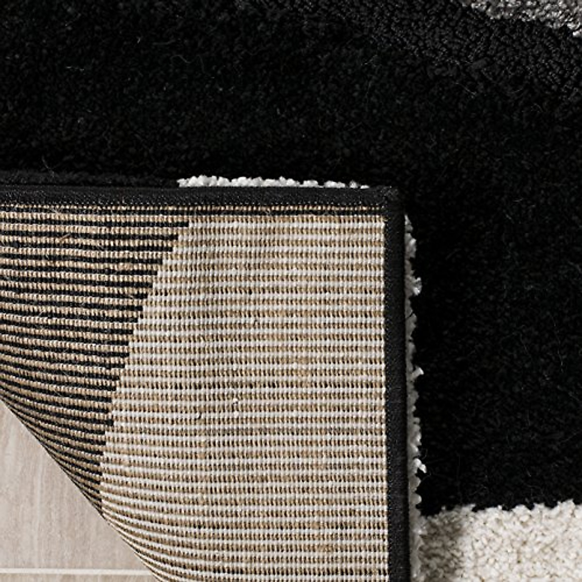 SAFAVIEH Florida Shag Collection 5'3" x 7'6" Grey/Black SG475 Abstract Non-Shedding Living Room Bedroom Dining Room Entryway Plush 1.2-inch Thick Area Rug