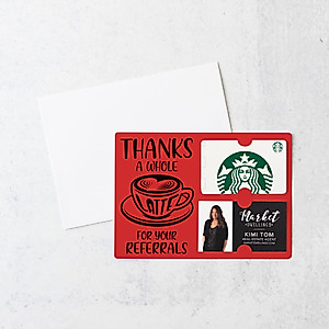 SET of Thanks A Latte Gift Card and Business Card Holder | Greeting Card with Envelope | Client Gift | Promote Business| Referral | M14-M008