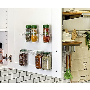 CAXXA 20 Clear Adhesive Spice Gripper Strip Clips, Spice Rack Dispenser, Kitchen Cabinet Holder, 4 Strips, Holds 20 Jars