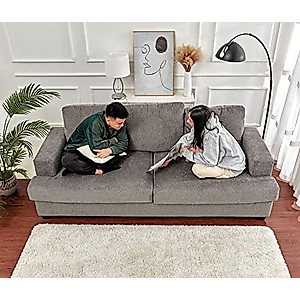 AMERLIFE Deep Seat Sofa-Contemporary Chenille Sofa Couch, 97" Wide 3 Seater for Living Room-Oversized Comfy Sofa, Grey